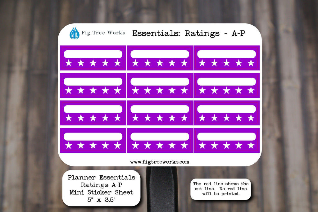 Planner Essentials Ratings Mini Sticker Sheet | Star Rating Stickers ...