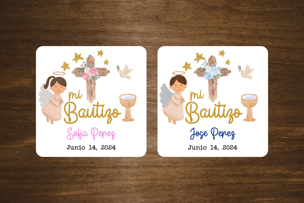 Custom Baptism/Bautizo Stickers | 2" x 2" Square Labels | Personalized ...